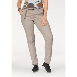 Chinohose Kangaroos, Damen, Gr. 50, N-Gr, beige, Web, Obermaterial: 98% Baumwolle, 2% Elasthan, unifarben, gerade, unten schmal lang, Hosen Chinohose, in schmaler Form, mit Kordel zu binden