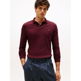 Langarm-Poloshirt Tommy Hilfiger "L/S LIQUID COTTON REG POLO mit Jersey und Markenlabel", Herren, Gr. L, deep burgundy, Jersey, Obermaterial: 100% Baumwolle, Shirts Langarm-Poloshirt, unifarben, casual, regular fit, Baumwolle, Polokragen