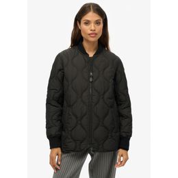 Steppjacke Superdry "SHORT QUILTED LINER JACKET", Damen, Gr. S, schwarz, Web, Obermaterial: 100% Polyester, unifarben, relaxed fit, Jacken Steppjacke