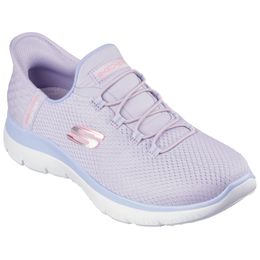 Slip-On Sneaker Skechers "SUMMITS-DIAMOND DREAM", Damen, Gr. 43, lila (lavendel), Textil, Schuhe Slip-On Sneaker, Schlupfschuh, Freizeitschuh mit praktischer Slip-Ins Funktion, Topseller