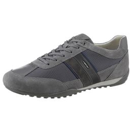 Sneaker Geox "U WELLS C", Herren, Gr. 43, grau (dunkelgrau), Synthetik, Textil, Veloursleder, Schuhe Sneaker, Casual Schuh, Schn&uuml;rschuh mit Logoverzierung