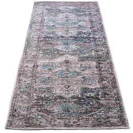 Teppich Tom Tailor HOME "Funky Orient Tabriz", grau, B:75cm H:5mm L:290cm, Baumwolle, Kunstfaser, Teppiche, Teppich, Kurzflor, Orient-Optik, Vintage Design, auch als L&auml;ufer