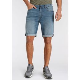 H.I.S. Jeansshorts H.I.S "DEYO", Herren, Gr. 38, N-Gr, blau (light blau), Denim/Jeans, Obermaterial: 98% Baumwolle, 2% Elasthan, normal kniefrei, Jeans Jeansshorts, gerader Schnitt, Used-Waschung, niedrige Leibh&ouml;he, Topseller