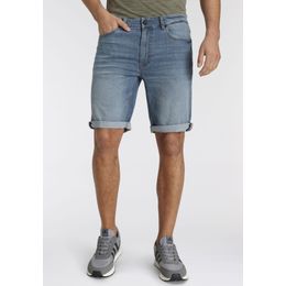 H.I.S. Jeansshorts H.I.S "DEYO", Herren, Gr. 40, N-Gr, blau (light blau), Denim/Jeans, Obermaterial: 98% Baumwolle, 2% Elasthan, normal kniefrei, Jeans Jeansshorts, gerader Schnitt, Used-Waschung, niedrige Leibh&ouml;he, Topseller