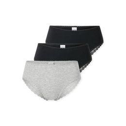 Brasilslip Schiesser "Modern Multipacks", Damen, Gr. 40, sortiert 2, Single Jersey, Obermaterial: 95% Baumwolle, 5% Elasthan, k&ouml;rpernah, Unterhosen Brasilslip, Spitzenb&auml;nder, Single-Jersey, Baumwollmischung