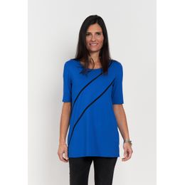 T-Shirt Seidel Moden "Exklusiv bei OTTO", Damen, Gr. 40, blau (royal), Jersey, Obermaterial: 95% Viskose, 5% Elasthan, kontrastfarbene Details, regular fit Po-bedeckend, Rundhals, Shirts T-Shirt, mit Streifen, MADE IN GERMANY
