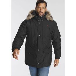 MAN'S WORLD Parka MAN'S WORLD, Herren, Gr. 4XL (68/70), schwarz, Obermaterial: 100% Polyester. Besatz: 80% Polyacryl, 20% Polyester. B&uuml;ndchen: 100% Polyester. Futter: 100% Polyester. Wattierung: 100% Polyester, normal, Strickb&uuml;ndchen mit Klettverschluss, Jacken Parka, f&uuml;r die kalte Jahreszeit, strapazierf&auml;hig und schnelltrocknend