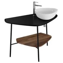 Vitra Plural Waschtisch-Konsole 62582 103,2 x 61,2 x 73 cm, rechts, Ablage Walnuss, Platte schwarz matt