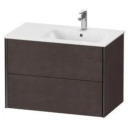 Duravit XViu Waschtisch-Unterschrank XV41590B272 81x48x56cm, 2 Schubk&auml;sten, Becken rechts, schwarz matt, eiche dunkel geb&uuml;rstet