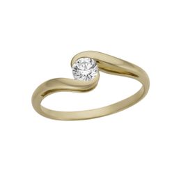 Goldring Firetti "Schmuck Geschenk Gold 333 Damenring Verlobungsring Goldring Solit&auml;r" Gr. 19, gold (gelbgoldfarben, kristallwei&szlig;), Fingerringe, Damen, 19, Gelbgold 333, 1,5mm, Goldring, mit Zirkonia (synth.)