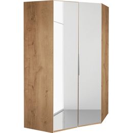 Eckkleiderschrank wimex "Level by fresh to go", braun (plankeneichefarben), H:236cm, Schr&auml;nke, Eckkleiderschrank, mit Spiegelt&uuml;ren