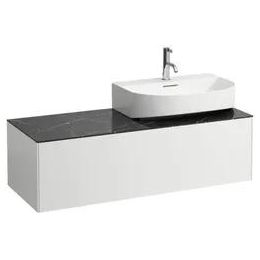 Laufen Sonar Schubladenelement/Sideboard H4054530341431 117,5x34x45,5cm, Ausschnitt rechts, Wei&szlig; matt/Nero Marquina