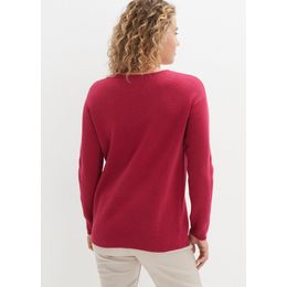 Strickpullover bonprix "Milano Rib Pullover mit Rundhals", Damen, Gr. 48/50 (XL), rosa (beerenpink), Obermaterial: 50% Baumwolle, 50% Polyacryl, bequem, Pullover Strickpullover, aus Baumwolle und Polyacryl, mit Rundhalsausschnitt