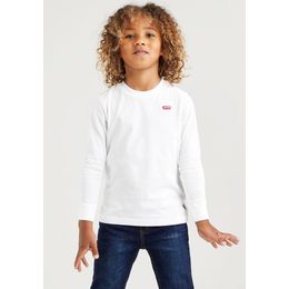 Langarmshirt LEVI'S KIDS "LVB LS GRAPHIC TEE SHIRT", Jungen, Gr. 14 (164), wei&szlig;, Single Jersey, Obermaterial: 60% Baumwolle, 40% Polyester, unifarben, regular fit normal, Rundhals, gerader Abschluss, Shirts Langarmshirt, mit Logo Stickerei for BOYS