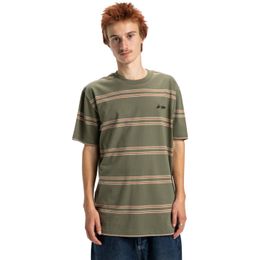 T-Shirt DC Shoes "Maximize Stripe", Herren, Gr. XS, bronze gr&uuml;n, 100% Baumwolle, Shirts T-Shirt