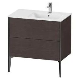 Duravit XViu Waschtisch-Unterschrank XV44870B272 81x48x59,4cm, 2 Ausz&uuml;ge, Becken rechts, schwarz matt, eiche dunkel geb&uuml;rstet