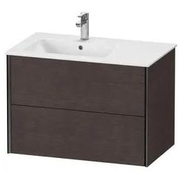 Duravit XViu Waschtisch-Unterschrank XV41580B272 81x48x56cm, 2 Schubk&auml;sten, Becken links, schwarz matt, eiche dunkel geb&uuml;rstet