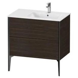 Duravit XViu Waschtisch-Unterschrank XV44870B269 81x48x59,4cm, 2 Ausz&uuml;ge, Becken rechts, schwarz matt, nussbaum geb&uuml;rstet