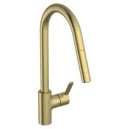 Ideal Standard Gusto K&uuml;chenarmatur BD416A2 brushed gold, mit hohem Rohrauslauf und herausziehbarer 2-Funktionshandbrause