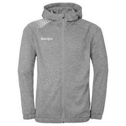Kempa Ambition 28 Kapuzen-Trainingsjacke dark grau melange/wei&szlig; S