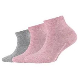 3er Pack Camano Soft Bio-Baumwolle Quarter Socken Kinder 4300 - chalk pink melange 35-38