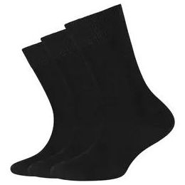 3er Pack Camano Soft Bio-Baumwolle Crew Socken Kinder 0005 - black 23-26