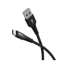 goobay Supersoftes USB 2.0 Textilkabel, USB-A Stecker > USB-C Stecker schwarz, 3 Meter