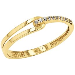 Fingerring Amor "2037452/-53/-54/-55" Gr. 52, gold (gelbgoldfarben, kristallwei&szlig;), Fingerringe, Damen, 52, Gelbgold 375, 0,8mm, Fingerring, mit Zirkonia (synth.)