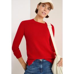 Rundhalspullover Cecil, Damen, Gr. L (42), fiery rot, Strick, Obermaterial: 37% Baumwolle, 34% Polyacryl, 26% Polyester, 3% Elasthan, unifarben, regular fit normal, Rundhals, Rippb&uuml;ndchen, Pullover Rundhalspullover, mit Rippb&uuml;ndchen