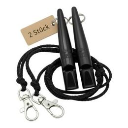 Acme 210.5 Doppelpack Hundepfeife mit Pfeifenband schwarz