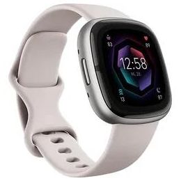 FITBIT Sense 2 Smartwatch Aluminium Elastomer, S/L, Lunar White/Platinum