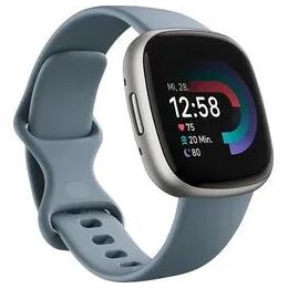 FITBIT Versa 4 Smartwatch Aluminium Elastomer, S/L, Waterfall Blue/Platinum