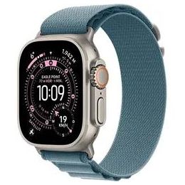 Apple Watch Ultra 3 GPS + Cellular 49, 2025 Smartwatch Titangeh&auml;use Polyester, 145-190 mm, Natur/Hellblau