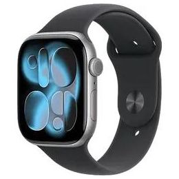 Apple Watch Series 11 GPS 46, 2025 Smartwatch Aluminiumgeh&auml;use Fluorelastomer, 160-210 mm, Space Grau/Schwarz