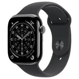 Apple Watch Series 11 Cellular 46, 2025 Smartwatch Titangeh&auml;use Fluorelastomer, 160-210 mm, Schiefer/Schwarz