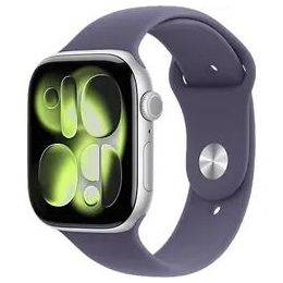 Apple Watch Series 11 GPS 46, 2025 Smartwatch Aluminiumgeh&auml;use Fluorelastomer, 140-190 mm, Silber/Purple