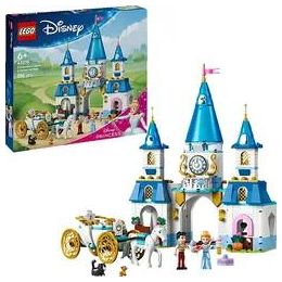 Lego Disney Princess 43275 Cinderellas Schloss und Pferdekutsche Bausatz, Mehrfarbig