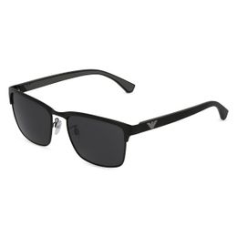 Emporio Armani EA2087 | Herren-Sonnenbrille | Fassung: Vollrand, Quadratisch, Metall, Schwarz Matt | Glasfarbe: Grau