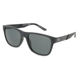 Emporio Armani EA4243 | Herren-Sonnenbrille | Fassung: Vollrand, Quadratisch, Kunststoff, Schwarz Matt | Glasfarbe: Grau