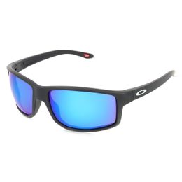 Oakley OO9470 | Herren-Sonnenbrille | Fassung: Vollrand, Quadratisch, Kunststoff, Schwarz Matt | Glasfarbe: Blaugrau Spiegel Mehrfarbig