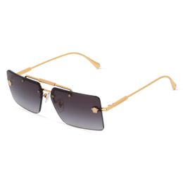 Versace VE2245 | Damen-Sonnenbrille | Fassung: Randlos, Quadratisch, Metall, Gold | Glasfarbe: Grau Verlaufend