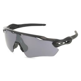 Oakley OO9208 RADAR EV PATH | Herren-Sonnenbrille | Fassung: Halbrand, Monoscheibe, Kunststoff, Schwarz Gl&auml;nzend | Glasfarbe: Grau Verlaufend