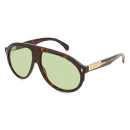 Moncler ME6001 FHAITE | Unisex-Sonnenbrille | Fassung: Vollrand, Pilot, Acetat, Braun Havanna | Glasfarbe: Gr&uuml;n