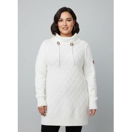 sheego Gro&szlig;e Gr&ouml;&szlig;en Rollkragenpullover mit Rauten-Strickmuster, ecru, Gr&ouml;&szlig;e 46 - Damen