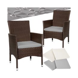 TecTake&reg; 2er Set Rattanstuhl, widerstandsf&auml;hig, 2 Bezugssets, 59 x 57 x 85 cm