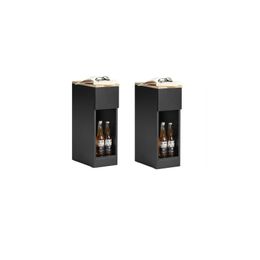 sobuy Nachttisch-Set 2er mit 1 Schublade Schwarz 20x35x60cm Modern