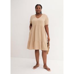bonprix Oversized-Kleid aus Baumwoll-Musselin, beige, Musselin