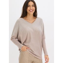 bonprix Feinstrickpullover mit Fledermaus&auml;rmeln und Strass-Applikation, grau, Gr.36/38 (S), schicker Pullover mit edler Strass-Applikation