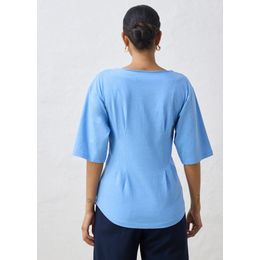 bonprix Shirt aus Baumwoll-Mix, blau, mit Baumwolle