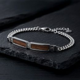 Holzkern Bracelets Men Silber und Walnuss